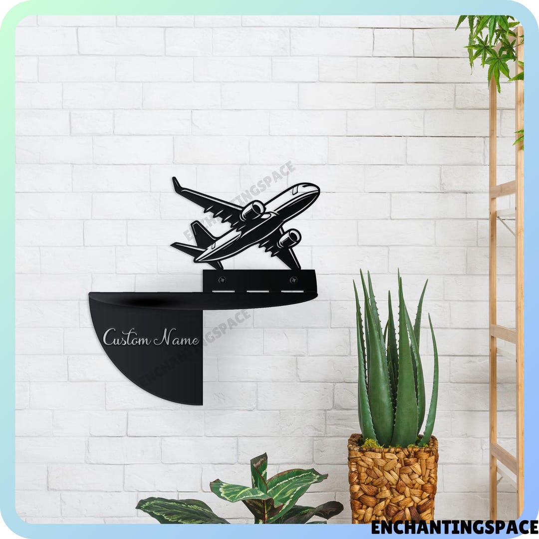 Custom Name Airplane Metal Wall Plant Holder, Living Wall Planter ...