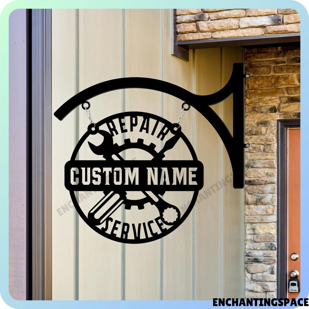 Custom Repair Service Metal Hanging Sign, Auto Repair Metal Store Front ...