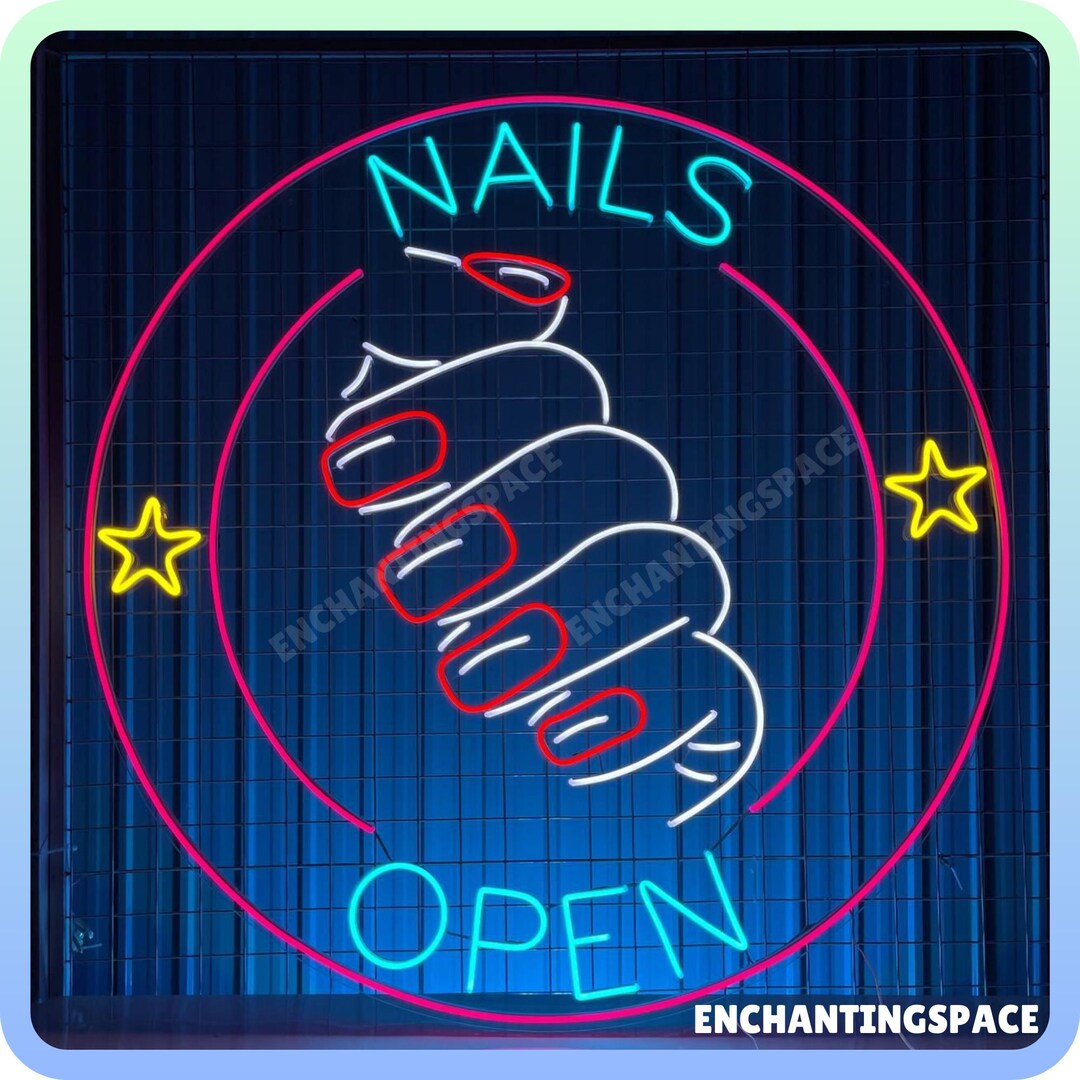 Nails Open Neon Sign, Nails Store Led Light, Open Neon Sign for Nail ...