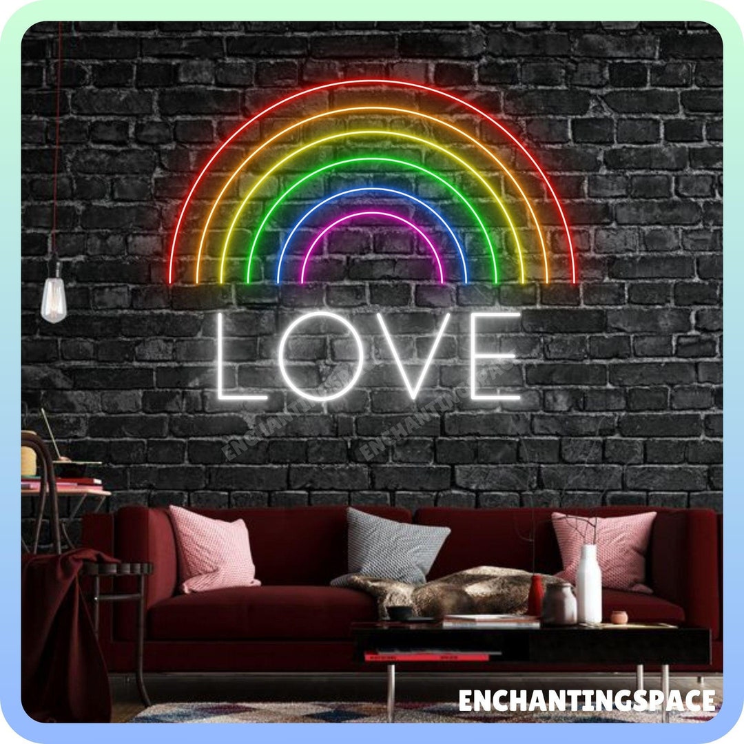 Colorful Rainbow Heart Neon Sign, Love Valentine Led Light, Happy Pride ...