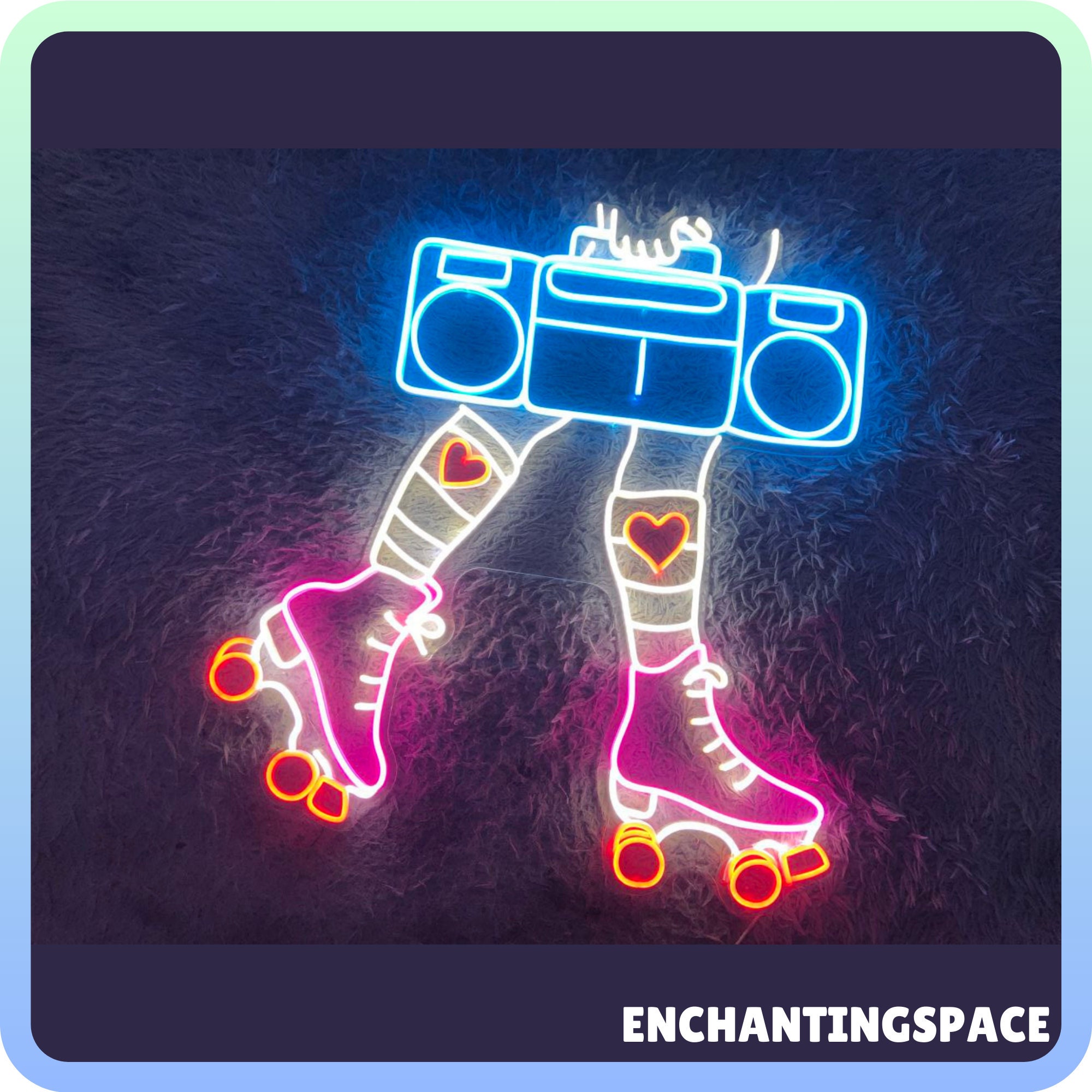 Girl Roller Skate With Boombox Neon Sign, Roller Skates Led Sign ...
