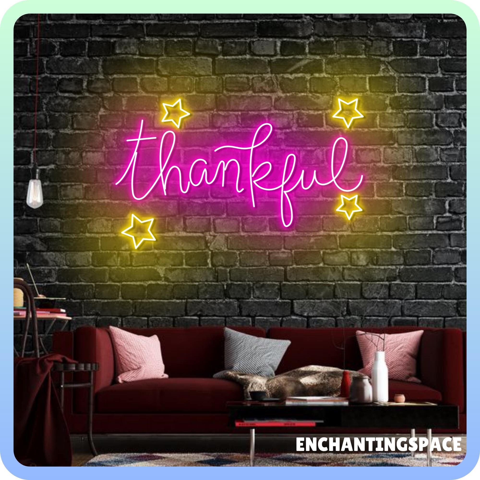 Thankful Neon Sign, Thankful LED Light, Custom Neon Sign, Thanksgiving ...