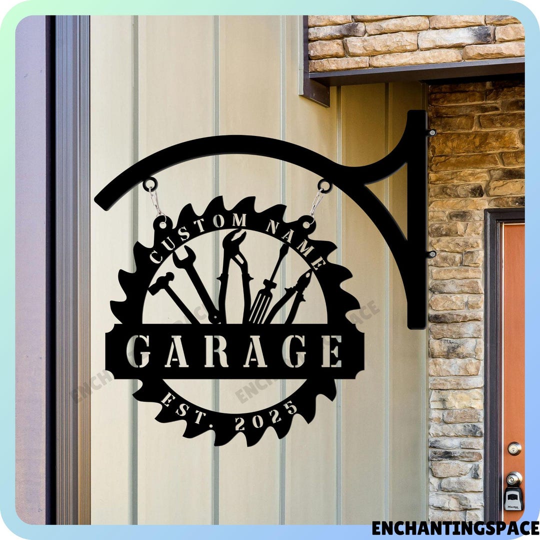 Customize Garage Metal Hanging Sign, Repair Tools Blade Sign Decor ...
