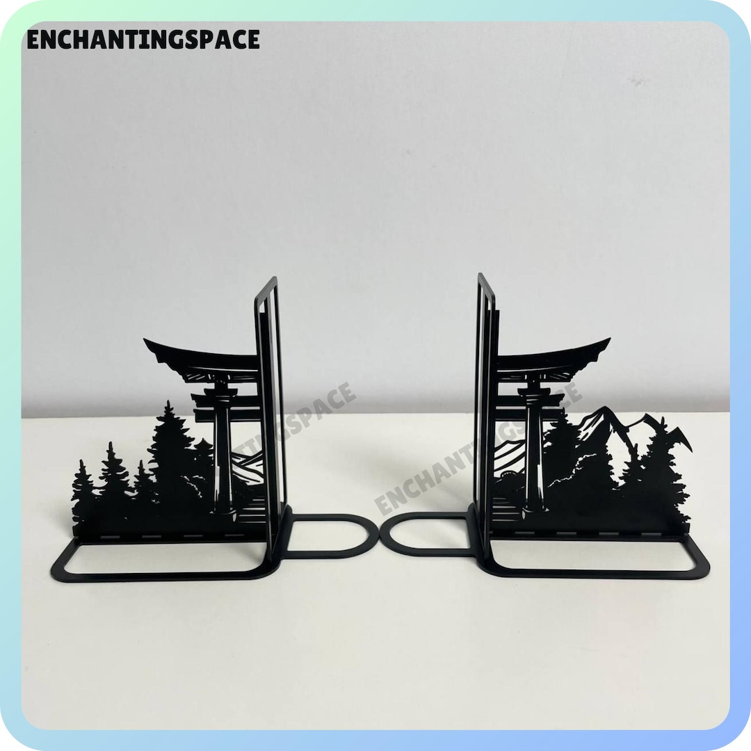Customized Torii Gate Metal Bookends, Torii Gate Bookend, Black Metal ...
