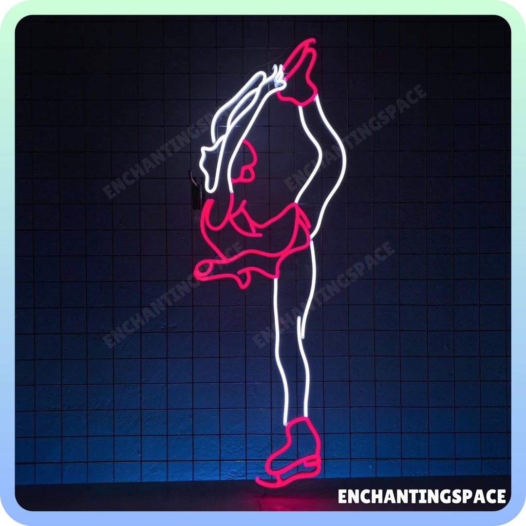 Figure Skating Girl Neon Sign, Girl Figure Skating Led Sign, Figure Ice ...