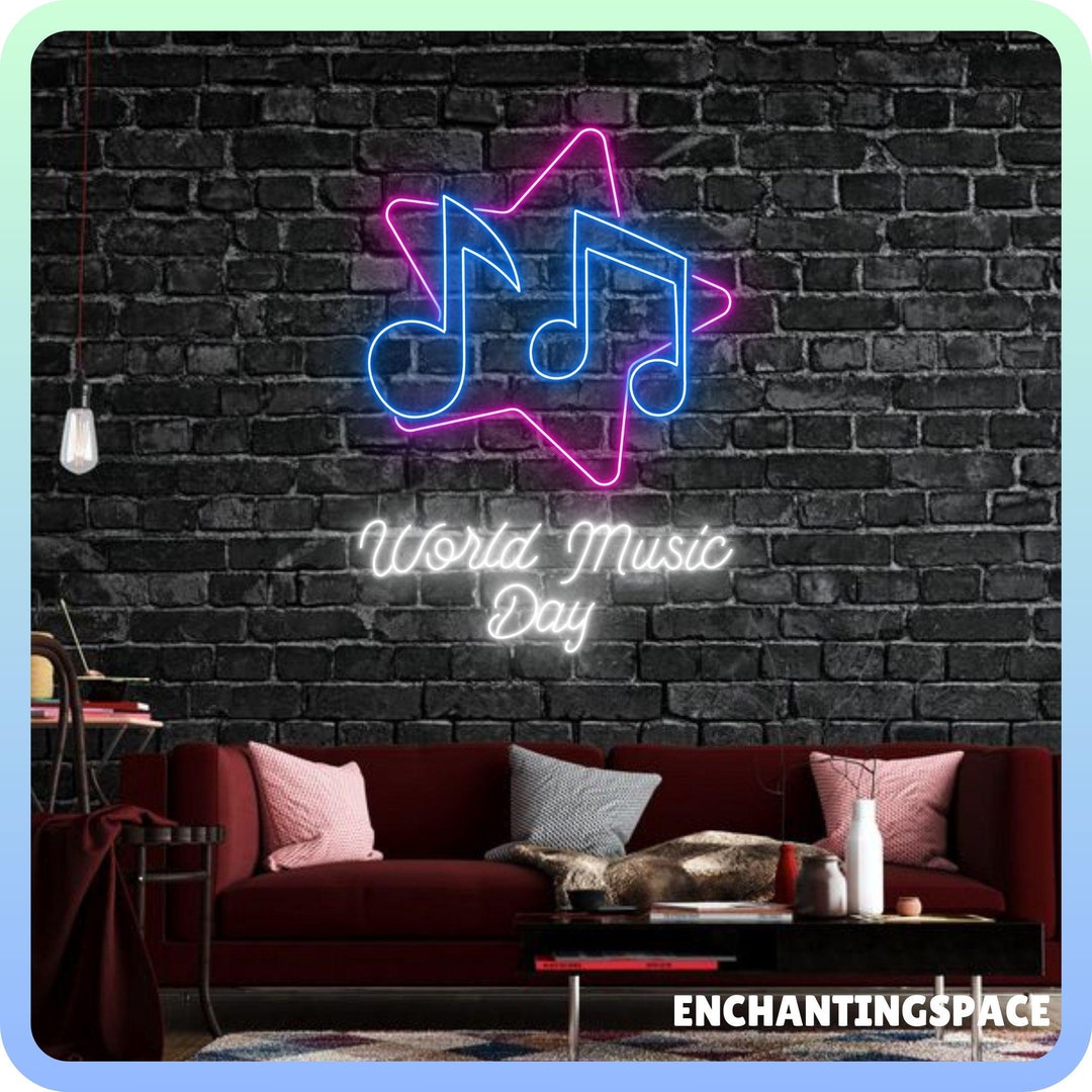 World Music Day Neon Sign, Custom World Music Day Led Sign Wall Art ...