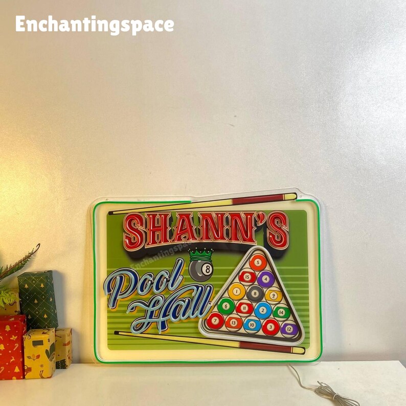 Billiards LED Neon Sign, Custom Acrylic Wall Light for Home Billiards ...