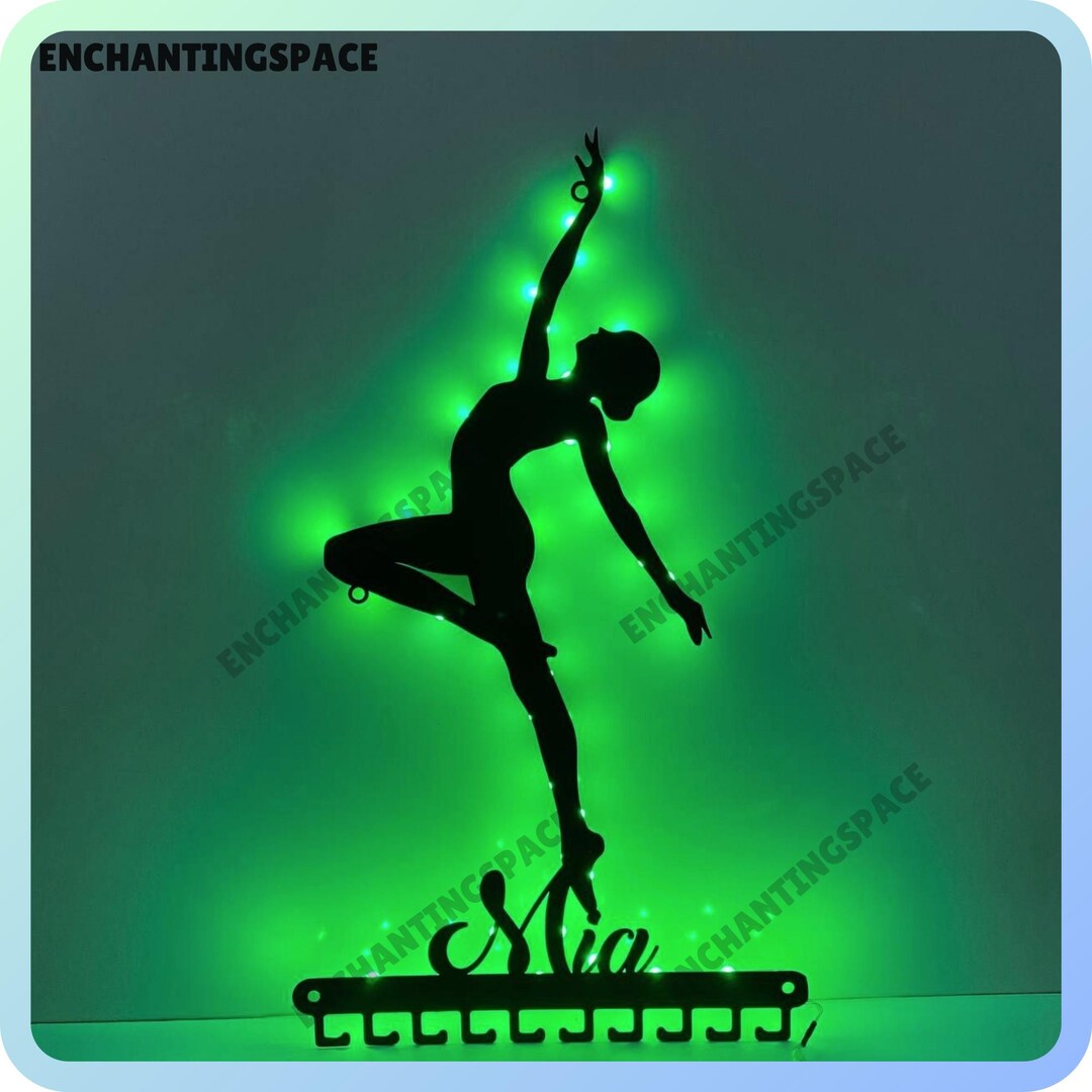 Customized Girl Dancing Metal Wall Art LED Light, Ballerina Dance Club ...