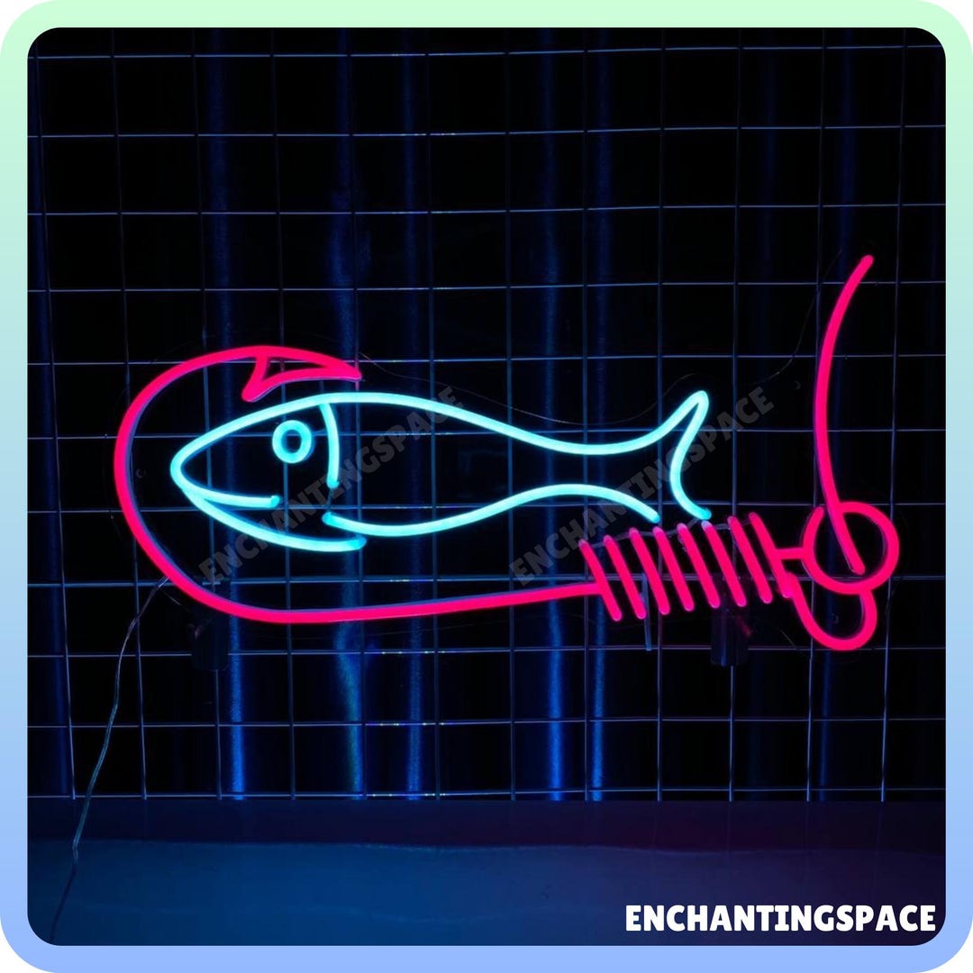 Fish Neon Sign, Fishing Hook Led Light Home Decor, Custom Fishing Neon ...