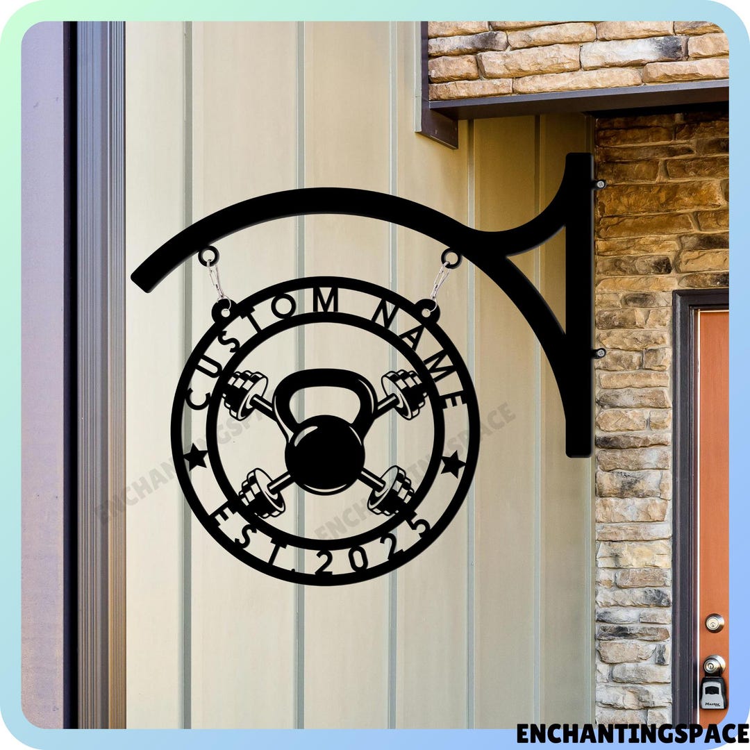 Customize Gym Room Metal Hanging Sign, Weightlifting Logo Storefront ...