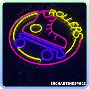 Rollers Neon Sign, Roller Skates Store Led Sign Wall Art, Roller Skates ...