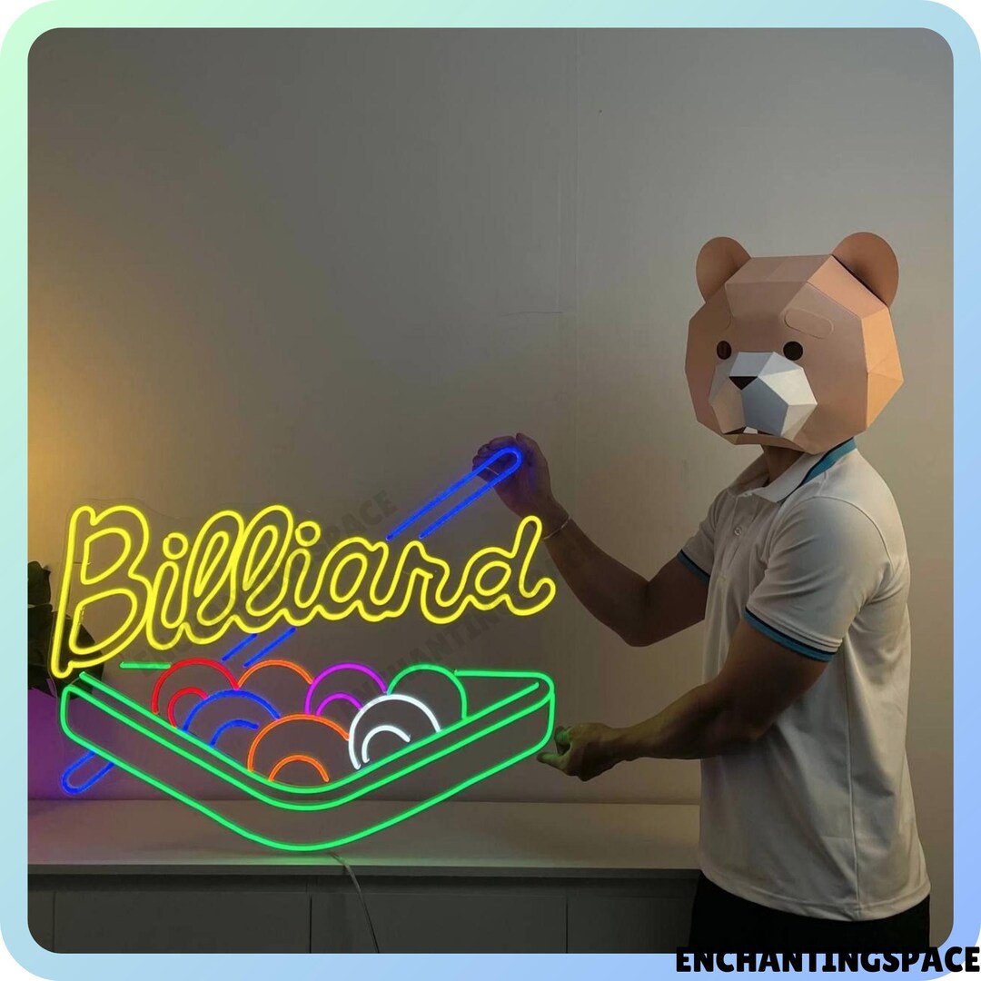 Billiard Neon Sign Wall Art, Open Billiards Led Sign, Billiards Club ...
