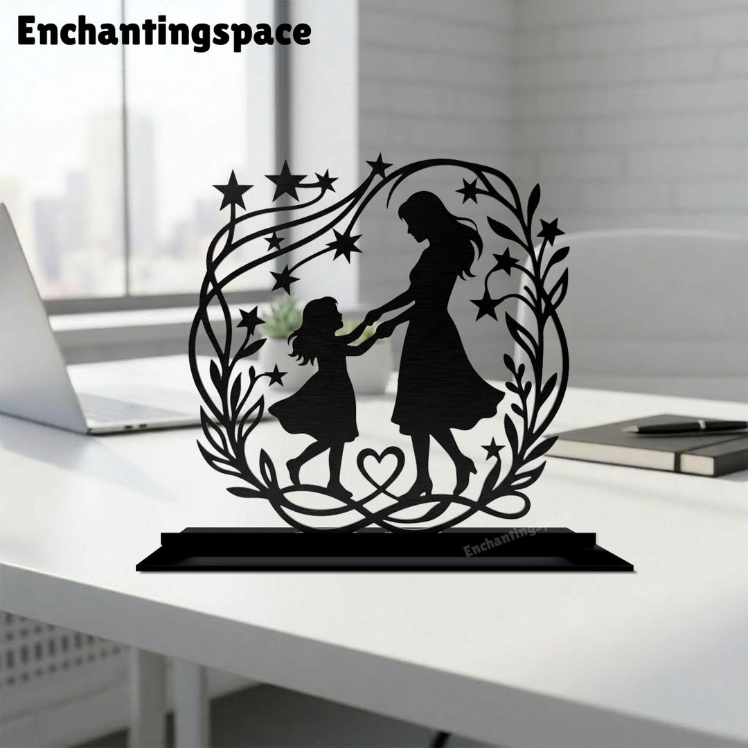 Mom and Daughter Metal Desk Decor, Tabletop Art, Modern Workspace ...