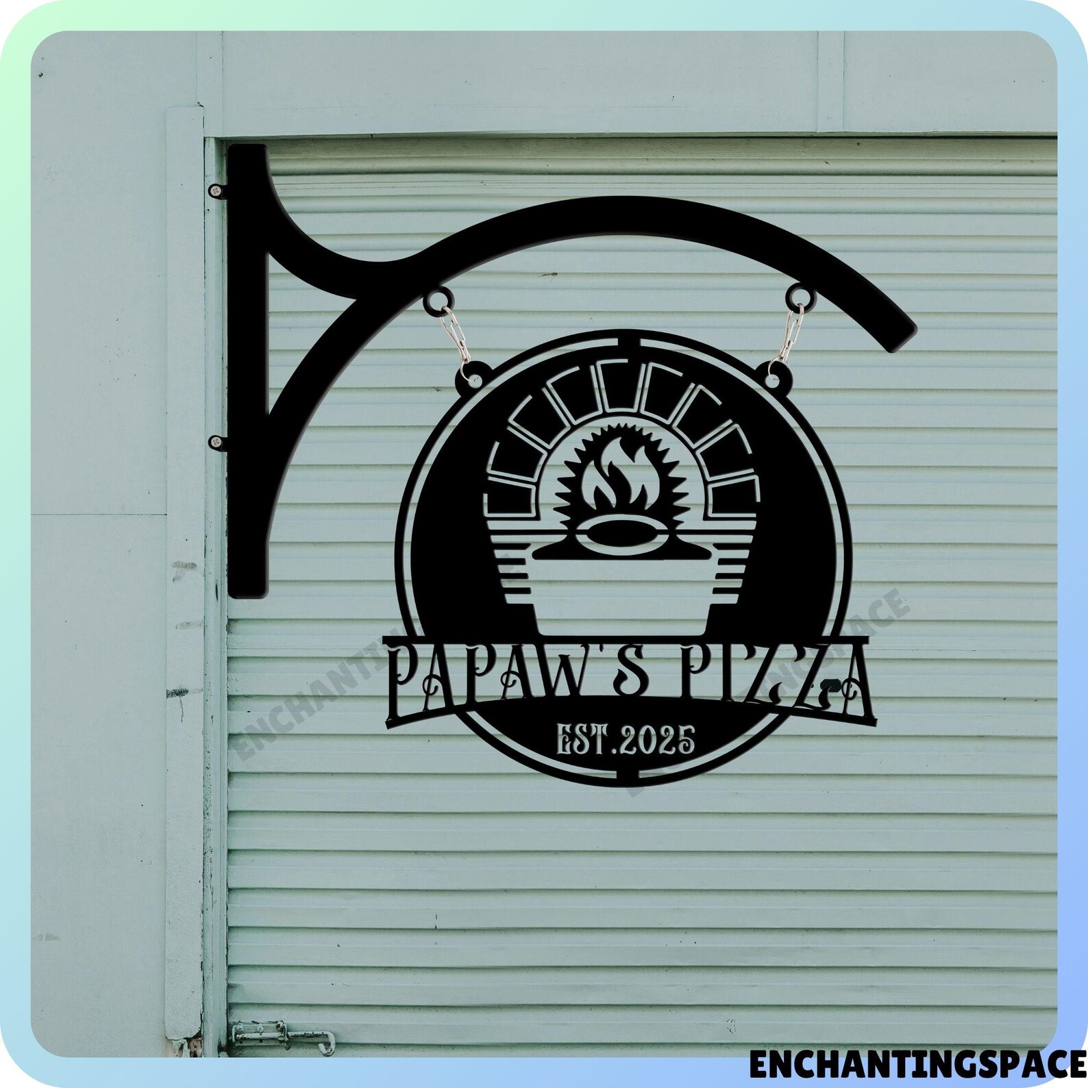 Personalized Pizza Metal Hanging Sign, Pizza Logo Store Front Sign ...