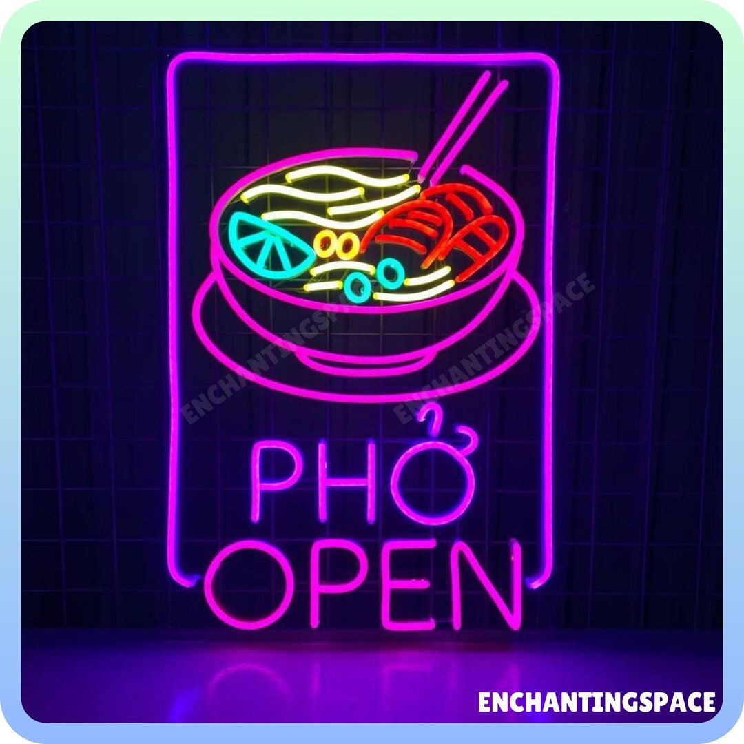 Pho Open Neon Sign, Vietnamese Pho Led Light, Open Sign for Vietnamese ...