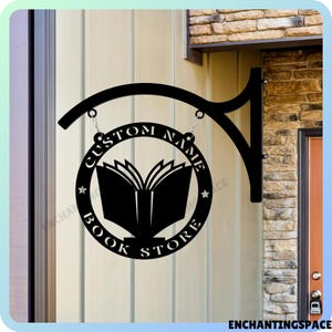 Personalized Bookstore Metal Hanging Sign, Bookstore Store Front Sign ...