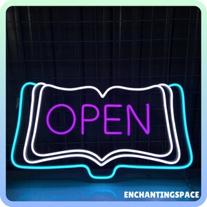 Open Reading Book Neon Sign, Library Led Sign, Custom Neon Sign, Book ...