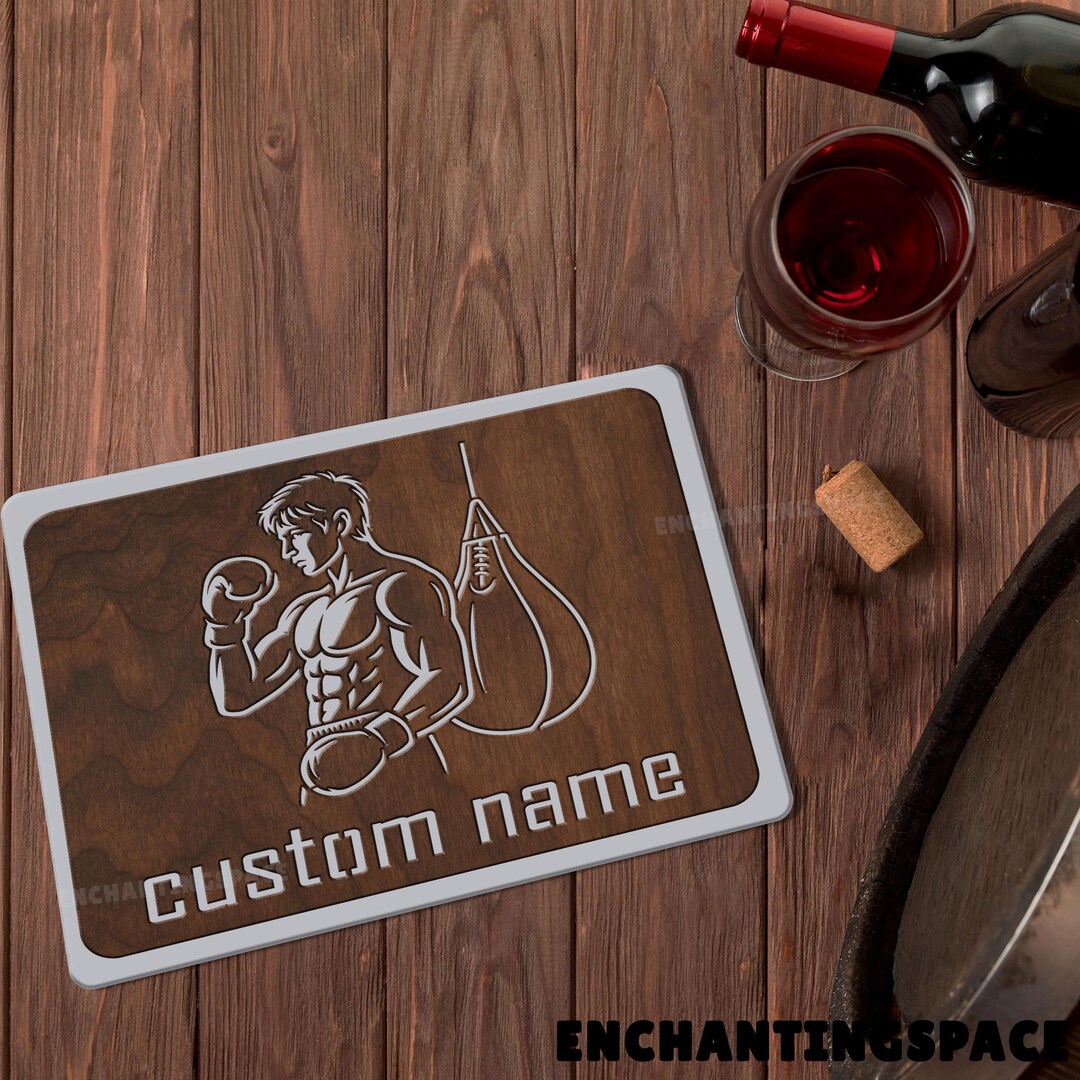 Custom Man Boxer Wooden Drink Bar Mat, Rustic Wooden Drink Coasters ...