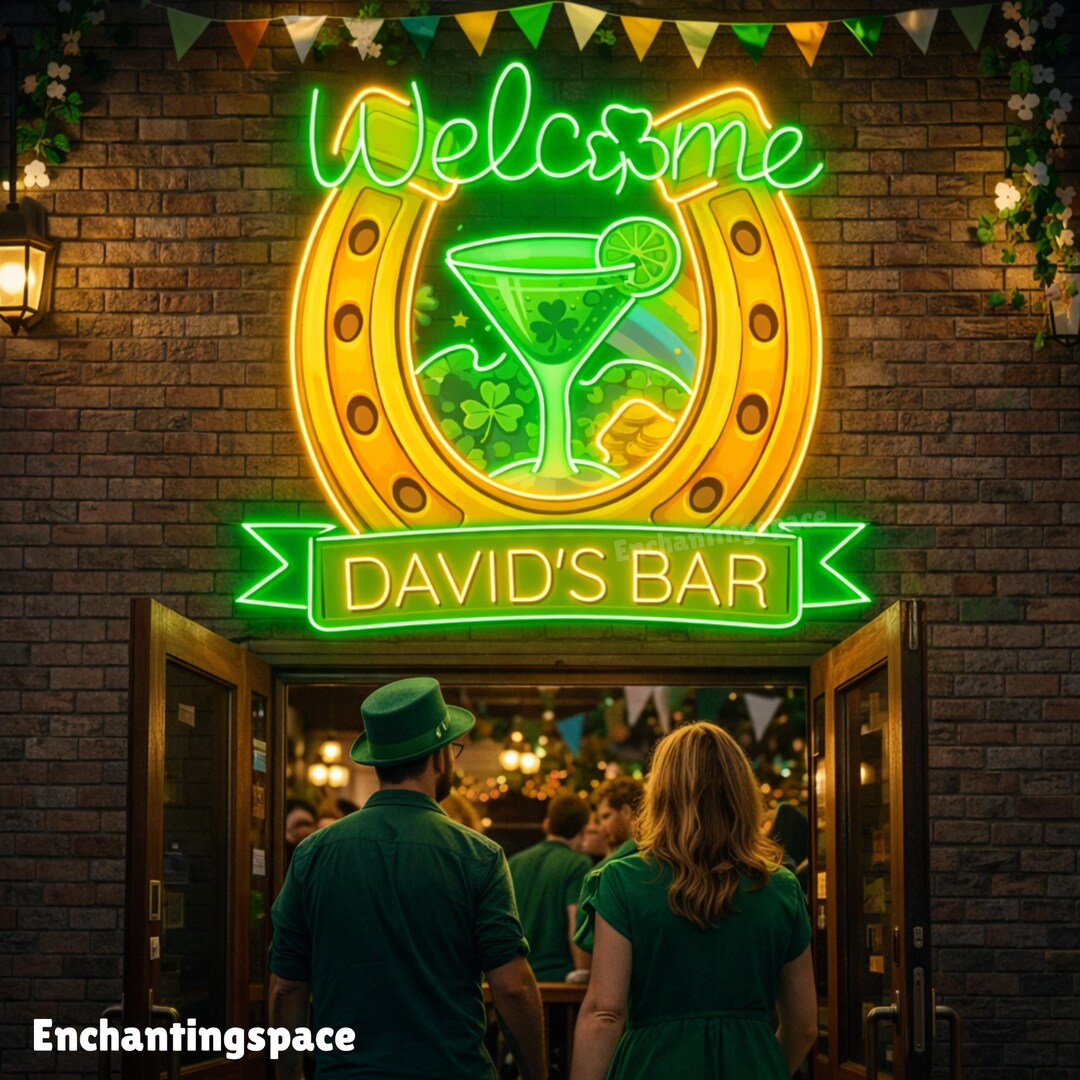 Custom Bar Welcome Neon Sign, Cocktail LED Wall Decor for Irish Pub or ...