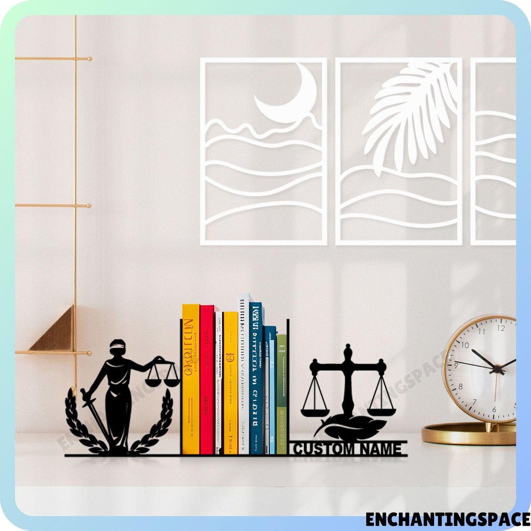 Customized Justice Scales Metal Bookends, Lawyer Book Shelf Holder ...