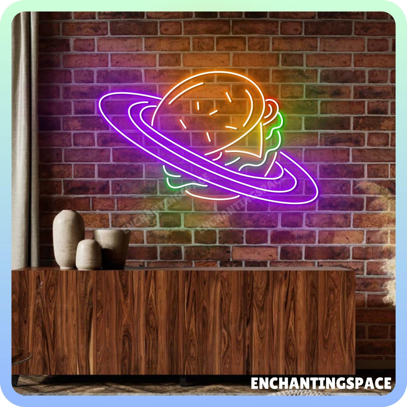 Hamburger Planet Neon Sign, Burger Planet Led Sign for Fast Food Store ...