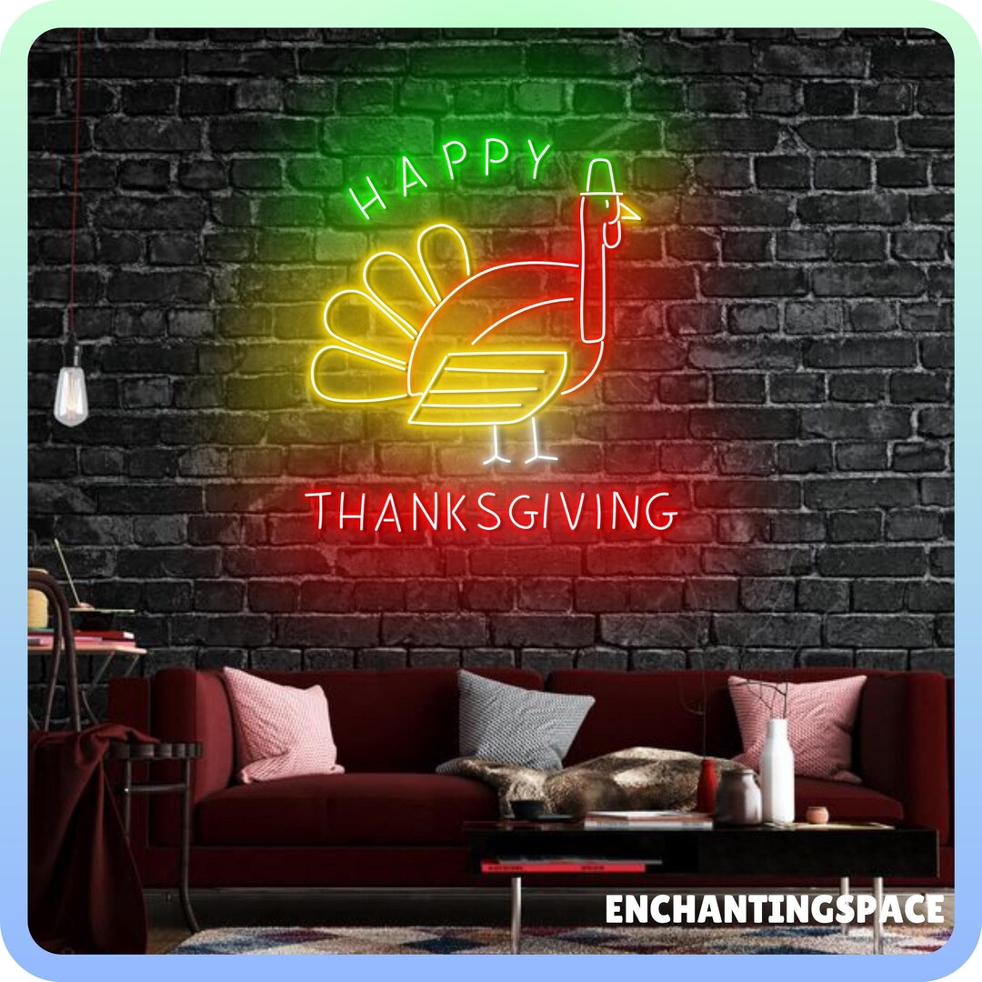 Happy Thanksgiving Neon Sign, Turkey Thanksgiving LED Light ...