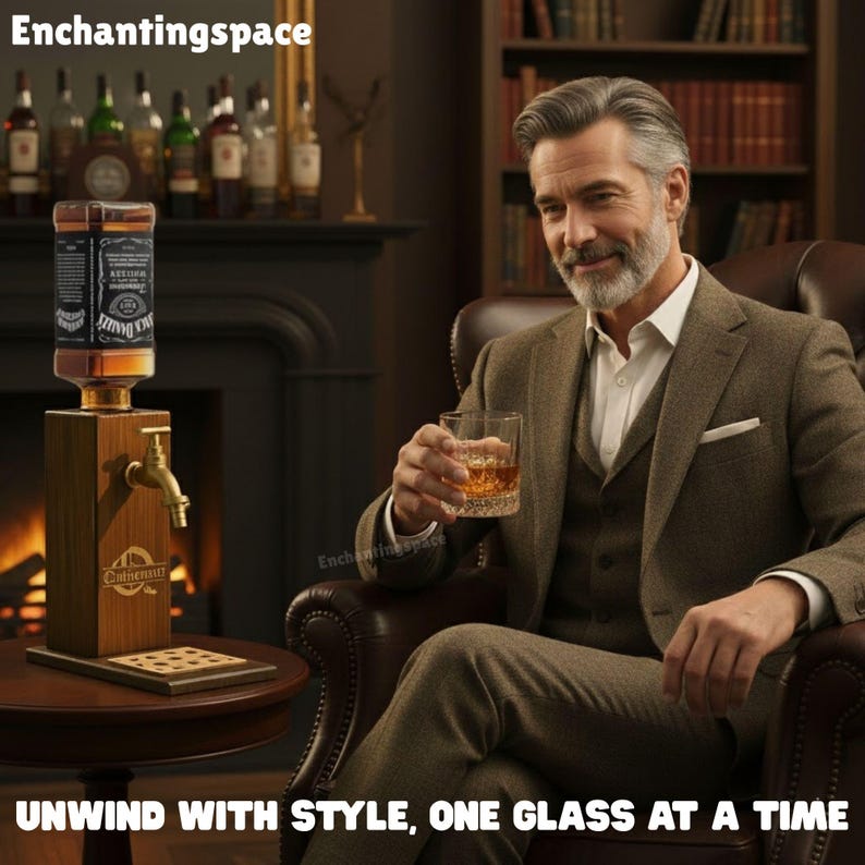 Engraved Wood Whiskey Dispenser, Personalized Liquor Tap Station for ...