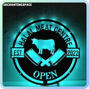 Customized Meat Centre Open Metal Wall Art LED Light, Personalized ...