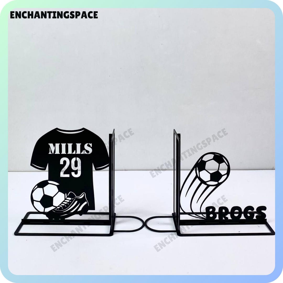 Customized Soccer Ball Metal Bookends, Soccer Bookend, Sport Book Stand ...