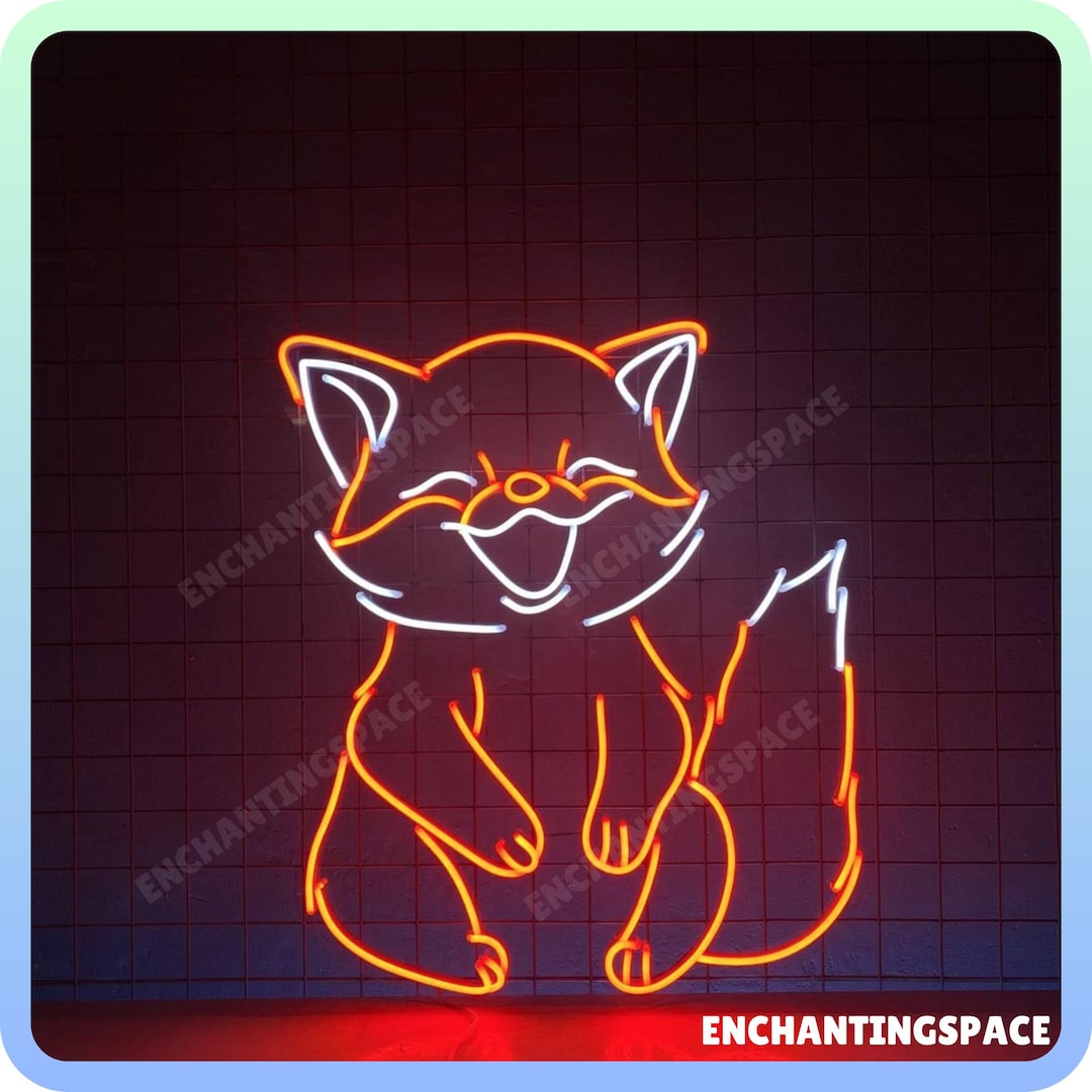 Fox Smiling Neon Sign, Cute Fox Led Light for Nursery Wall Decor, Fox ...