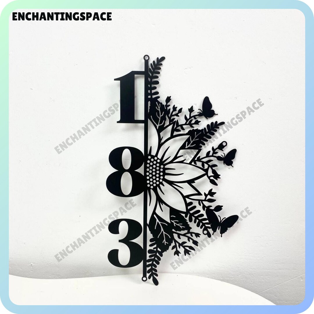 Customized Sunflower Metal House Number, Sunflower Outdoor House ...