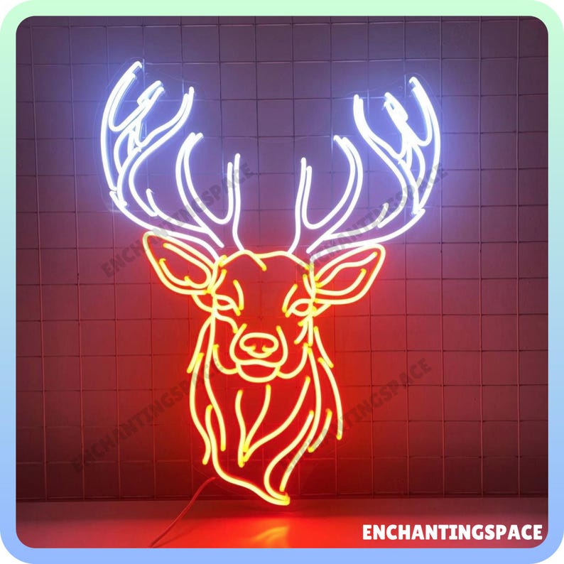 Deer Neon Sign Wall Decor, Deer Head Led Light, Deer Animal Neon Light ...