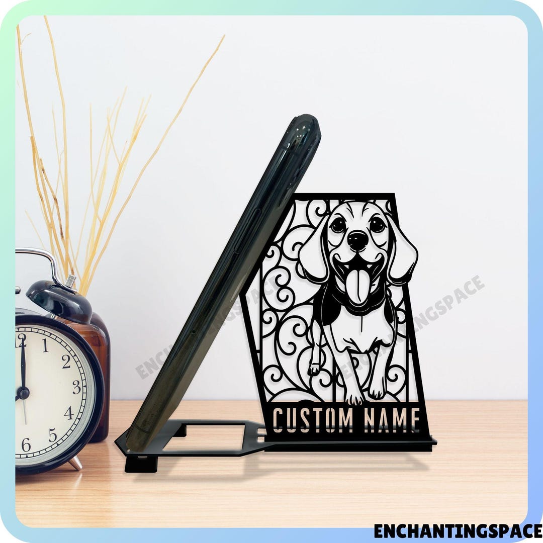 Customize Beagle Dog Cell Phone Desk Holder, Dog Metal Phone Holder ...