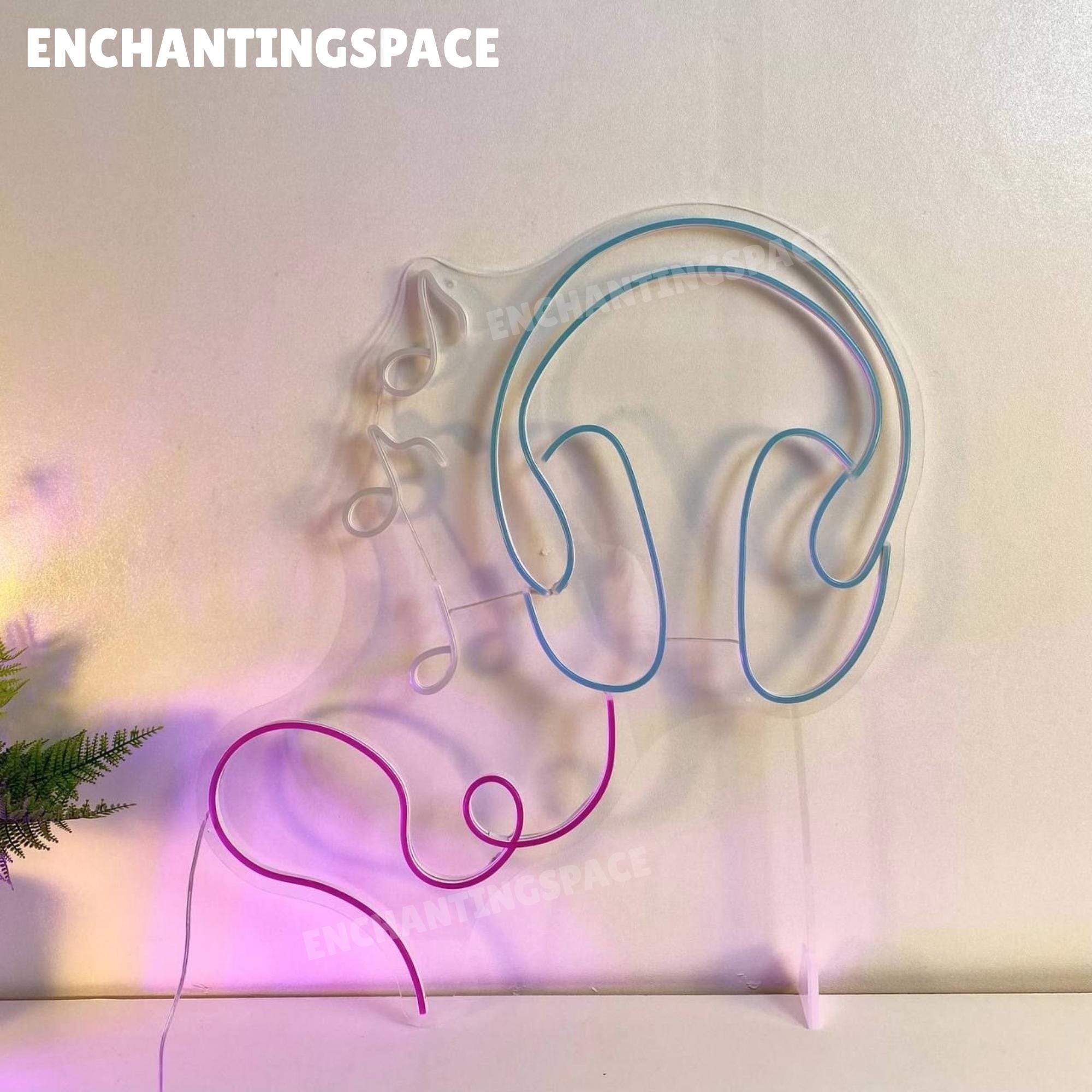 Personalized Headphone Music Neon Sign, Musical Led Light, Headphone ...