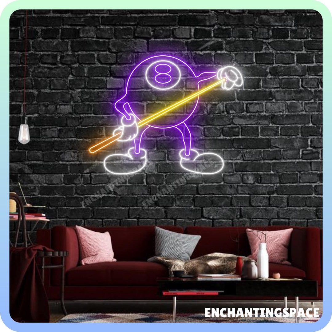 8 Ball Neon Sign, Billiards Led Sign Wall Art, Billiards Club Neon ...