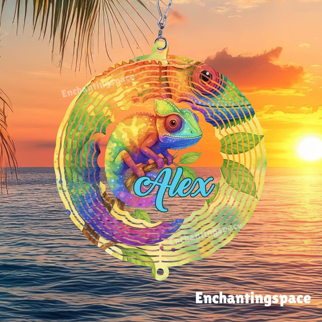 Personalized Chameleon Metal Wind Spinner, Custom Lizard Garden Spinner ...