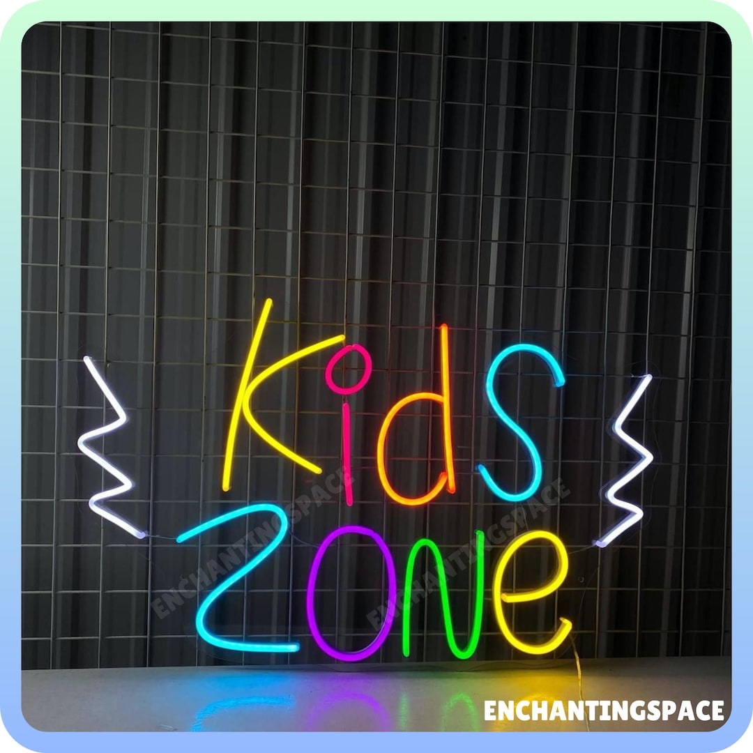 Colorful Kids Zone Neon Sign, Kids Zone Led Light, Kids Room Led Sign ...