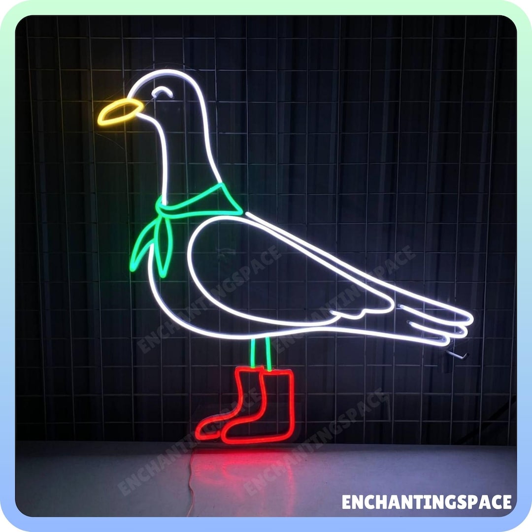 Seagull Boots Neon Sign, Seagull Led Light Decor, Seagull Bird Shop ...