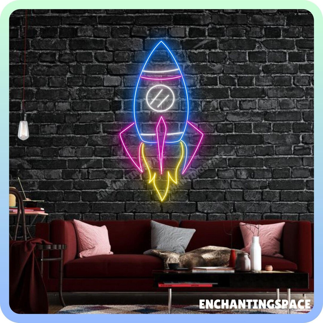 Rocket Neon Sign, Rocket Led Light Wall Art, Spaceship Neon Light for ...