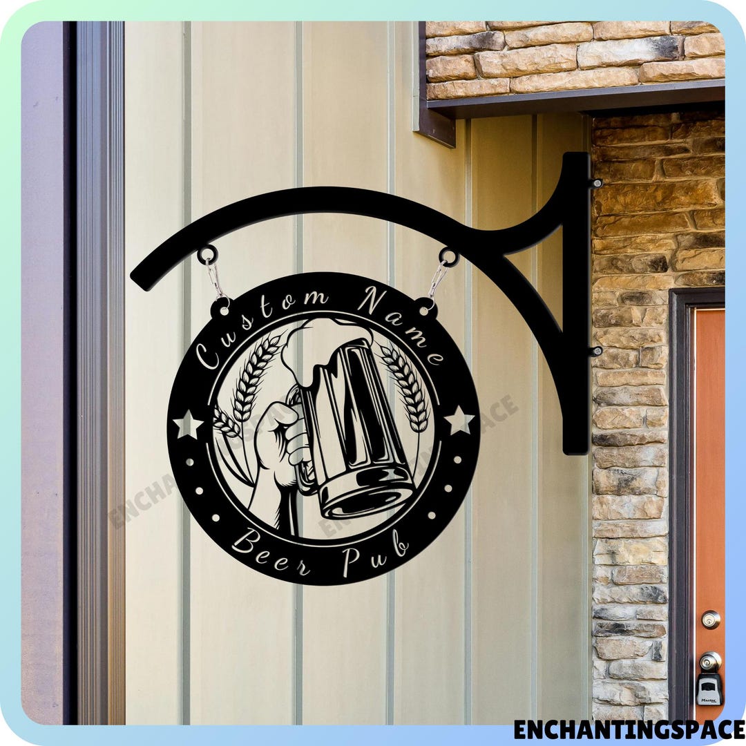 Customize Barley Beer Hanging Metal Sign, Beer Restaurant Business Logo ...