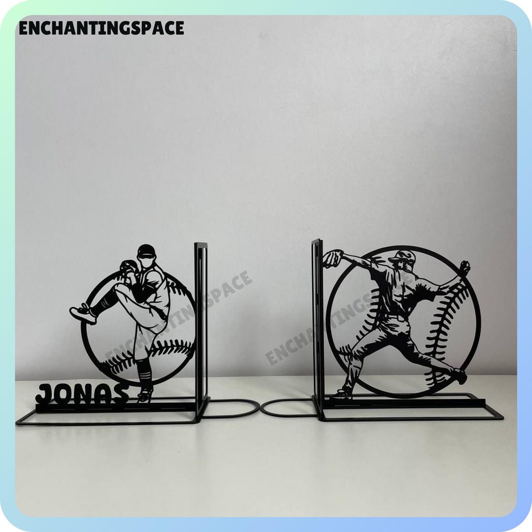 Customized Pitcher Baseball Metal Bookends, Baseball Player Name Book ...