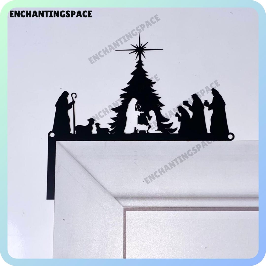 Custom Nativity Scene Door Corner Metal Wall Art, Holly Night Metal ...