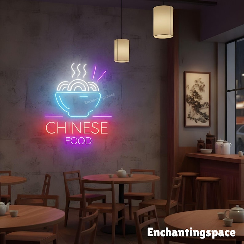 Chinese Food Neon Sign, Asian Cuisine LED Wall Art for Restaurant ...