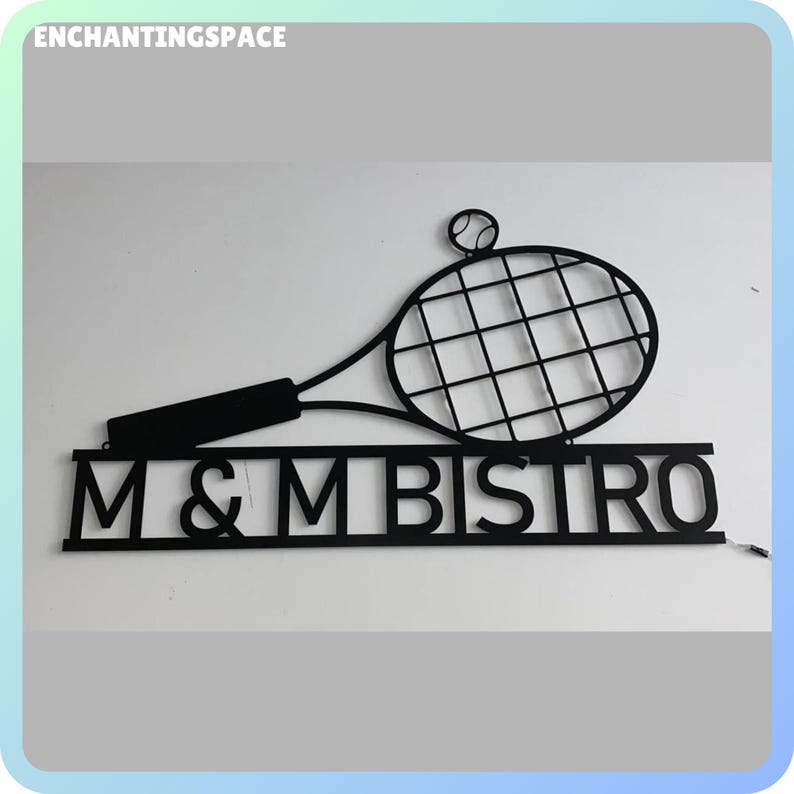 Customized Tennis Metal Wall Art LED Light, Personalized Tennis Player ...