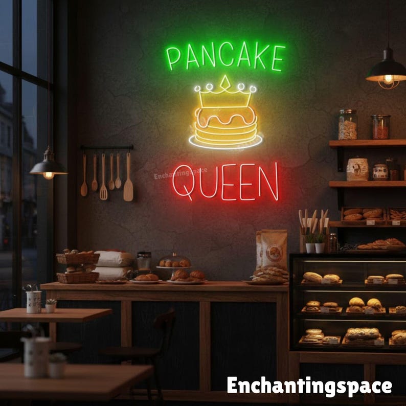 Pancake LED Wall Light, Modern Neon Decor for Brunch Spot, Coffee Shop ...