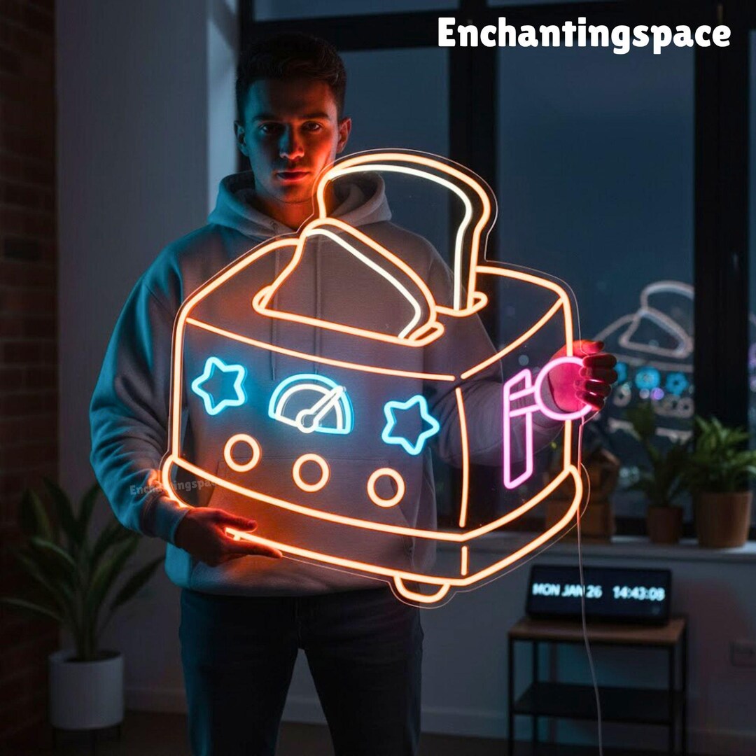 Retro Toaster LED Wall Light, Kitchen Neon Sign for Cafe, Brunch Bar or ...