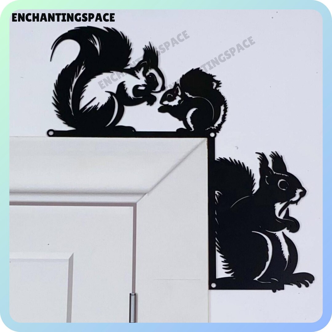 Custom Squirrel Door Corner Metal Wall Art, Squirrel Black Metal Sign ...