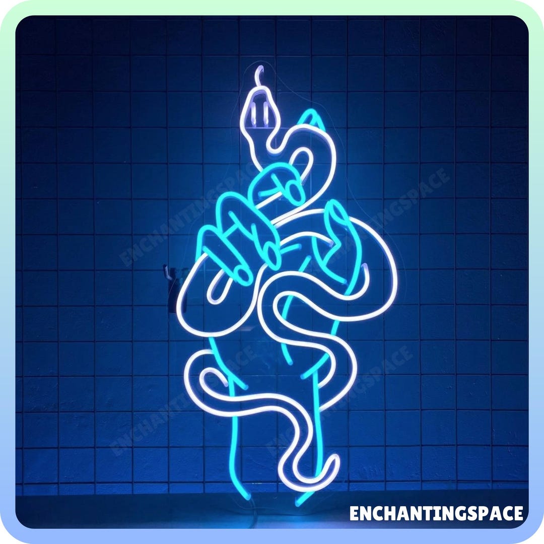 Hand With Snake Neon Sign, Hand Holding Snake Led Sign, Snake Wrapping ...