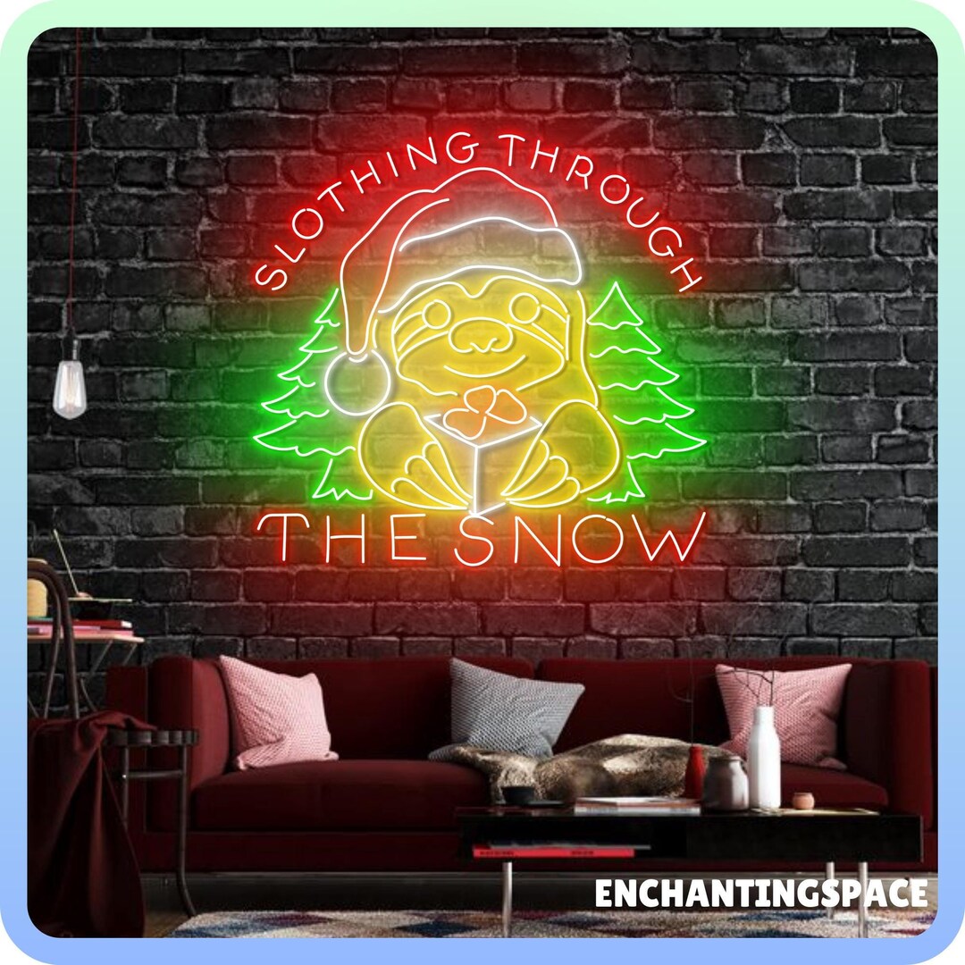 Slothing Through the Snow Neon Sign, Sloth Christmas Led Light, Custom ...