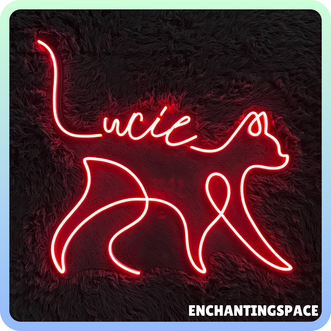 Cat Line Art Neon Sign, Cat Minimalist Led Sign, Cat Led Sign, Custom ...